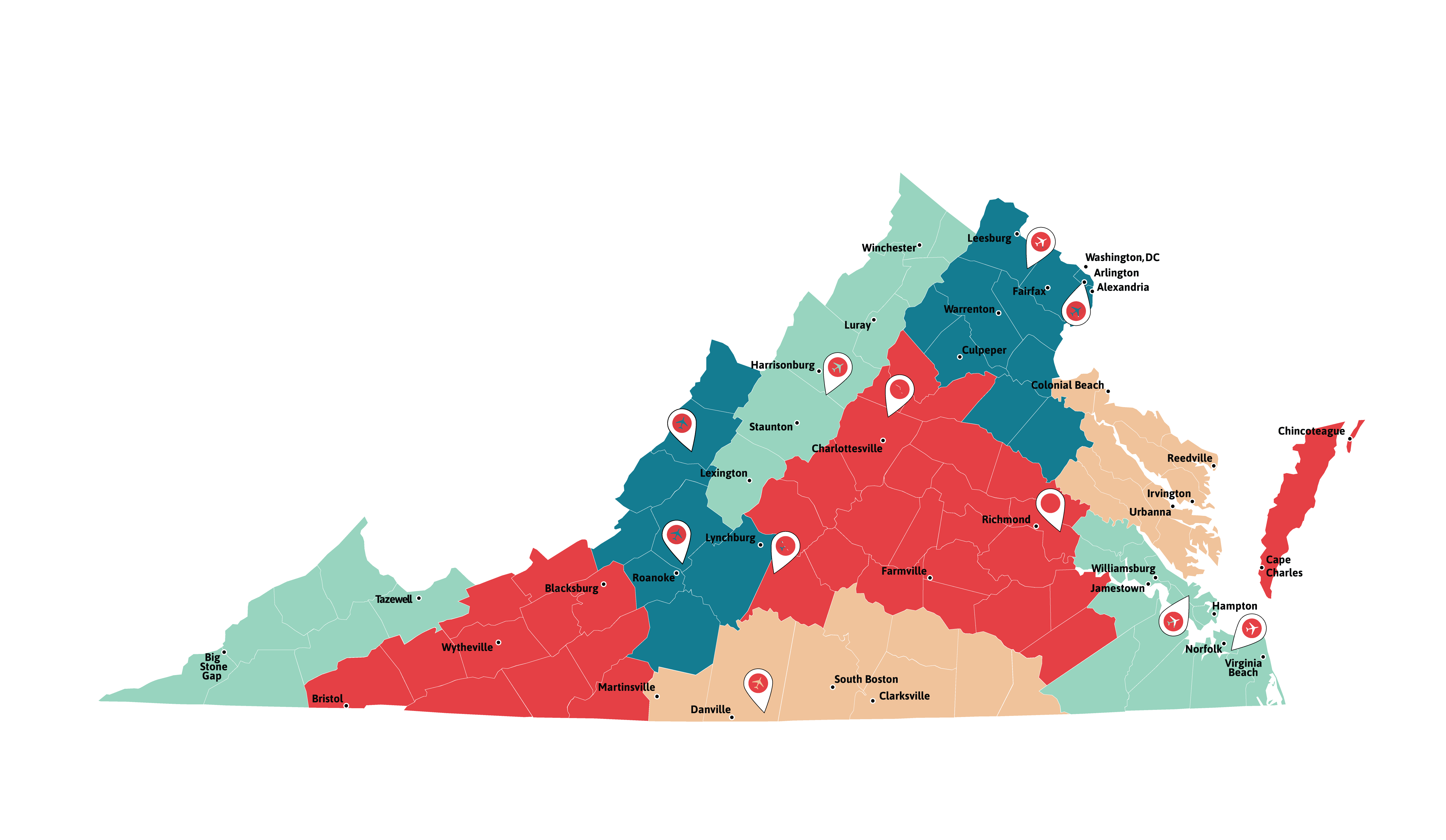 Virginia Airport Maps